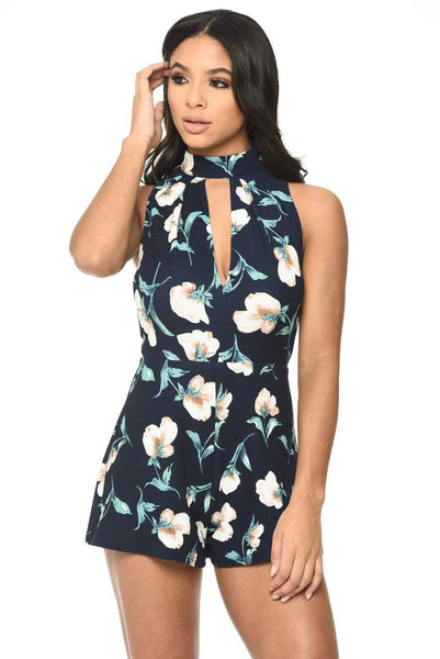 Navy Floral Playsuit Ax Paris Eu